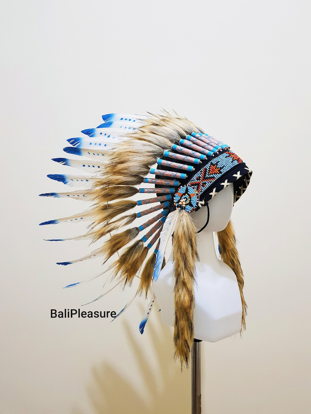 Indian Headdress Turquoise Replica - Feather Warbonnet - Native ...