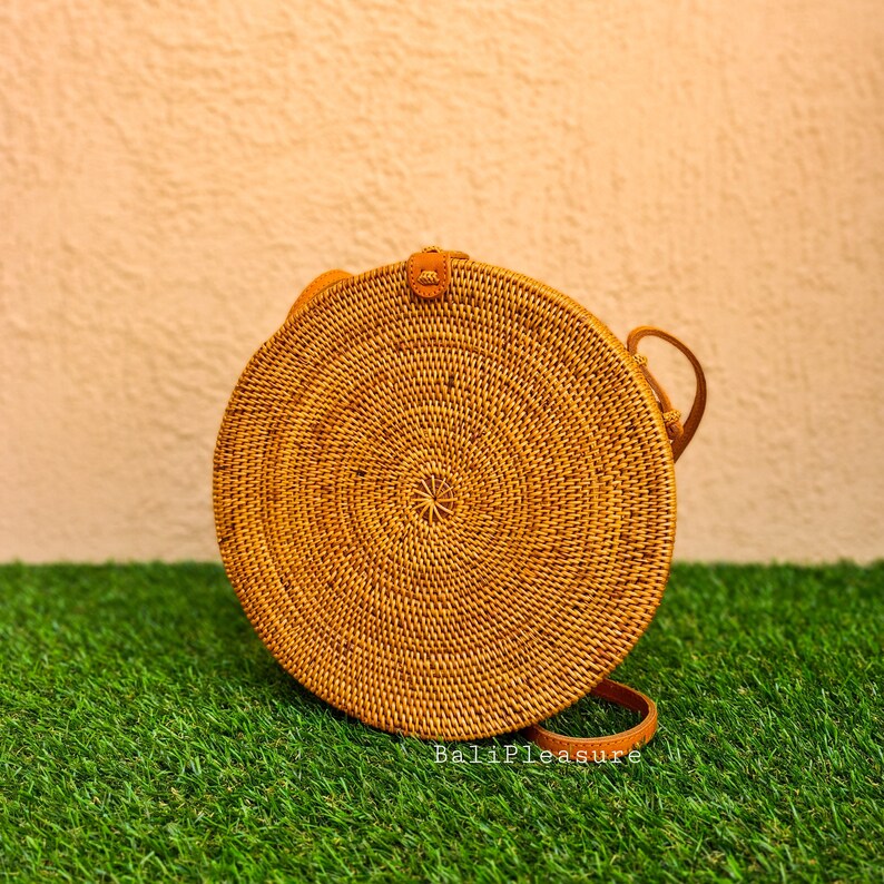 Round Rattan Bag Bali Bag Straw Bag Handwoven Shoulder | Etsy