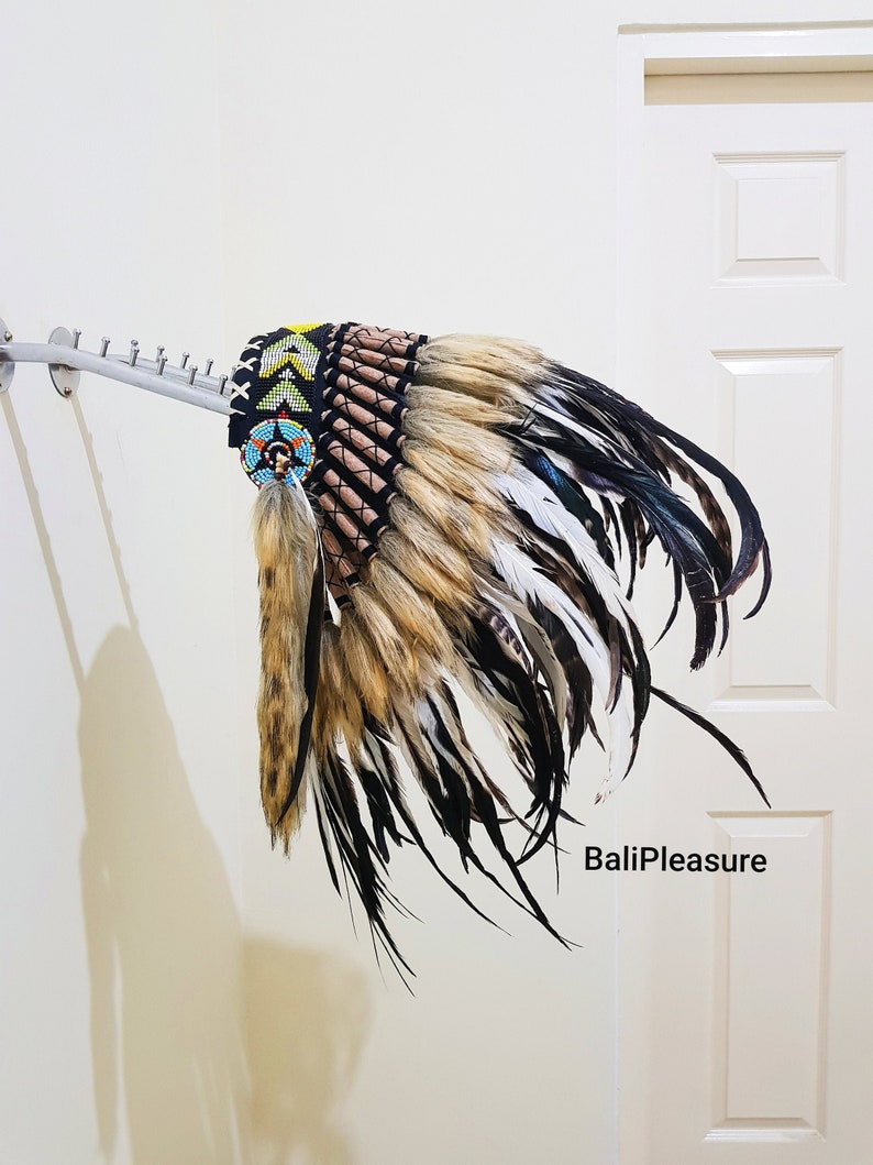 Indian Headdress Black Replica - Feather Warbonnet - Native American ...