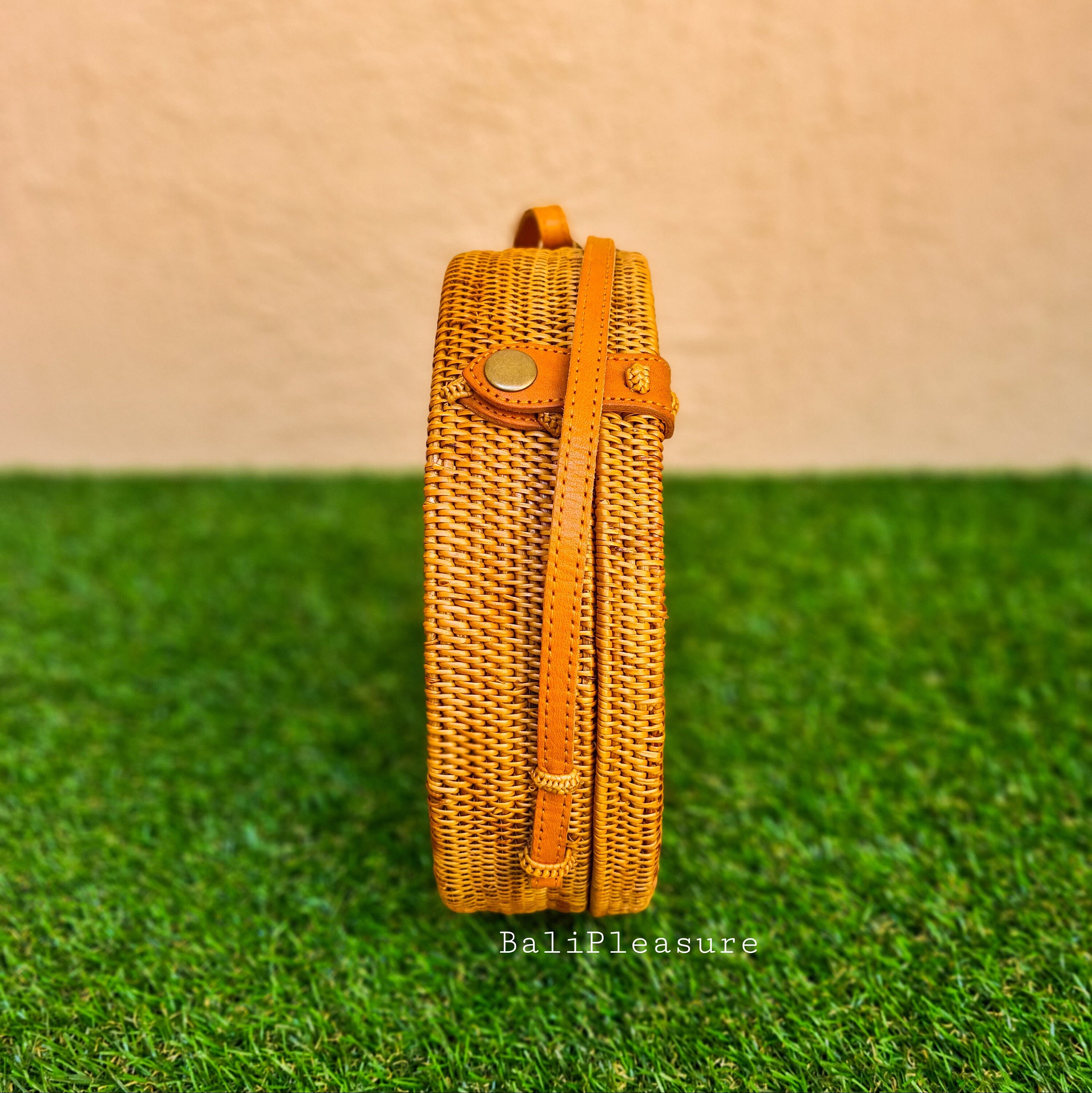 Round Rattan Bag Bali Bag Straw Bag Handwoven Shoulder | Etsy