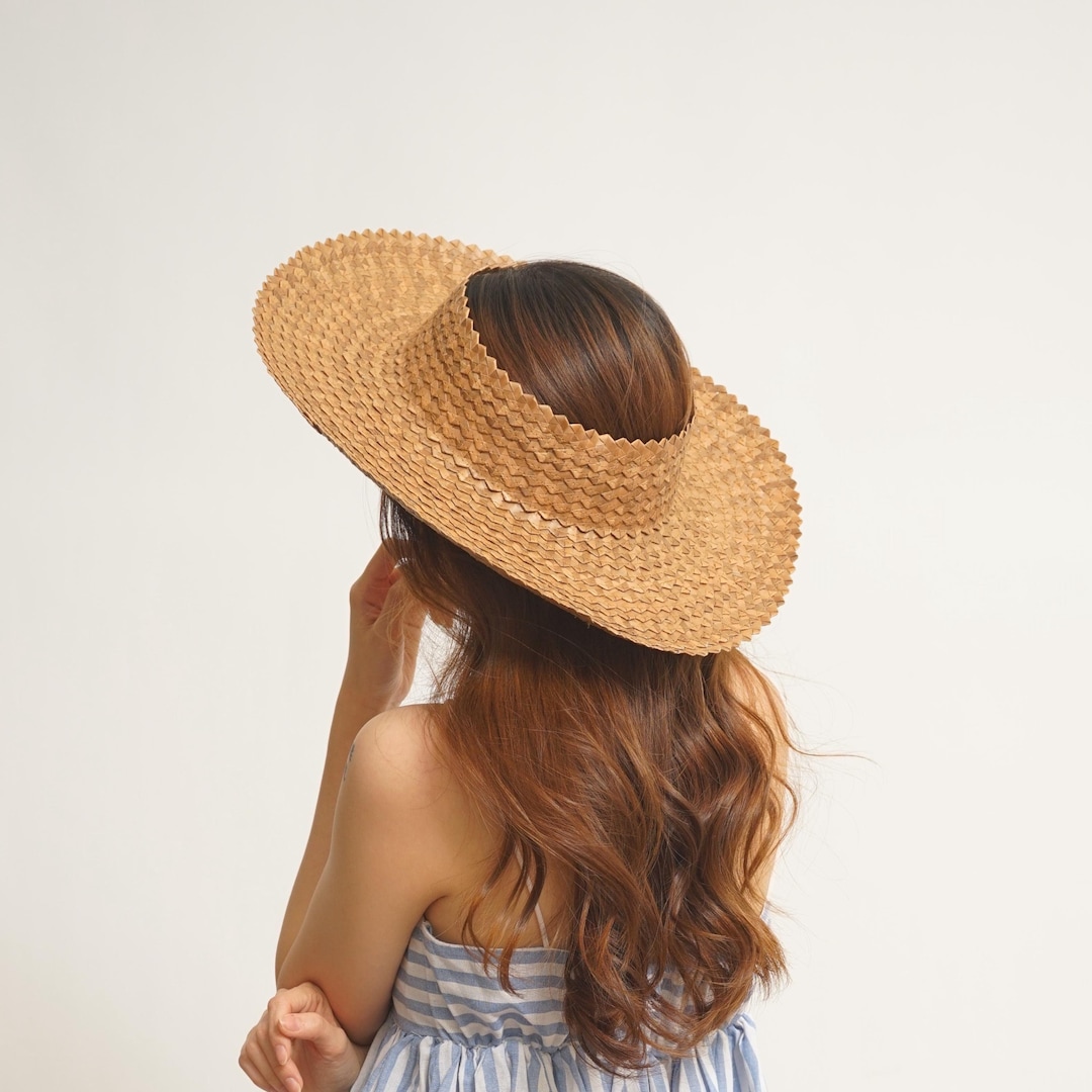 Handmade Hawaiian Lauhala Papale Palm Leaf Visor: Crownless Summer ...