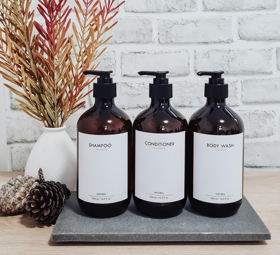 Minimalist Kitchen & Bathroom Bottles W/lotion Pump Dispenser// 500ml ...