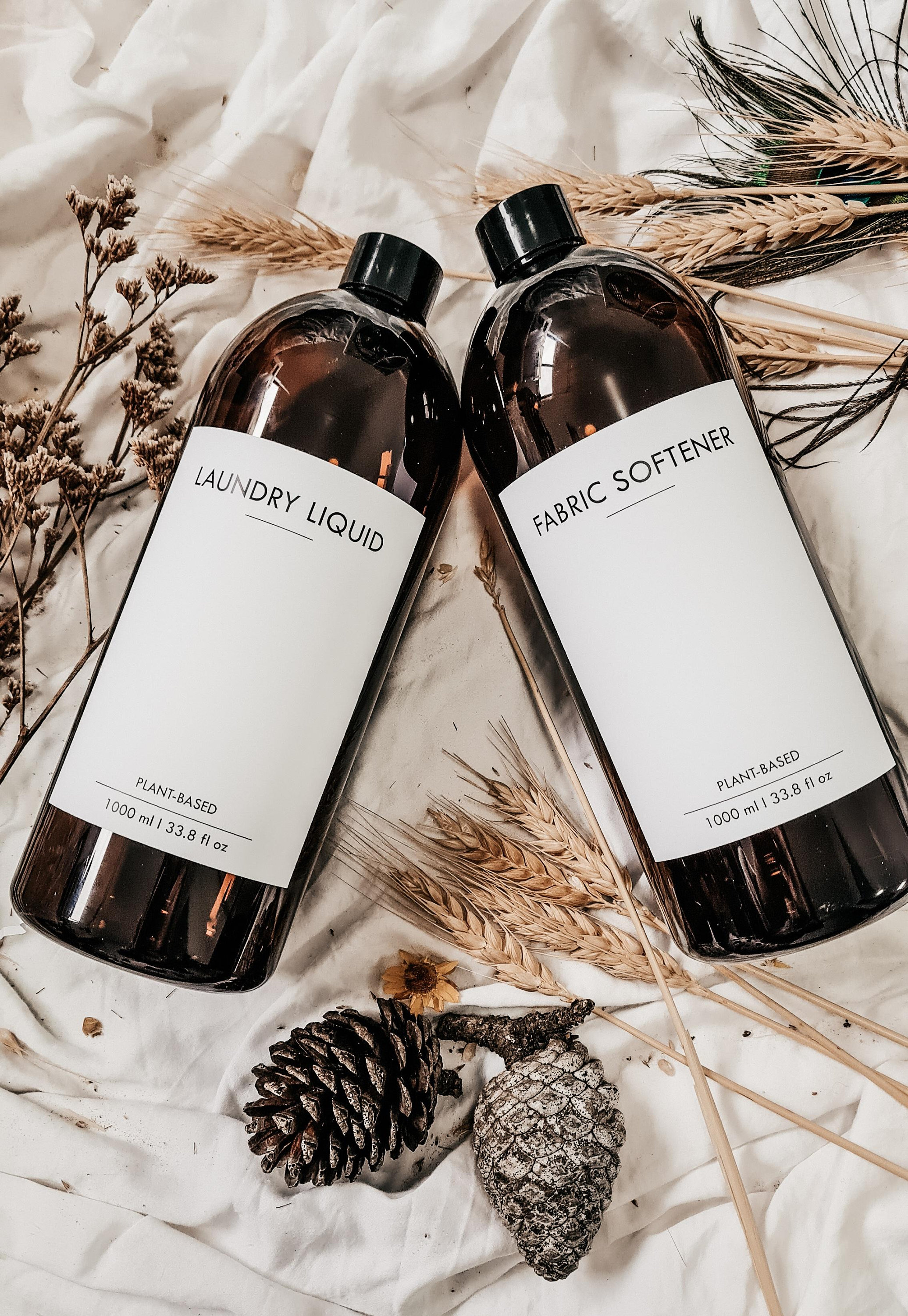 Minimalist Laundry Bottles With Waterproof Label// Refillable 1L Bottle ...