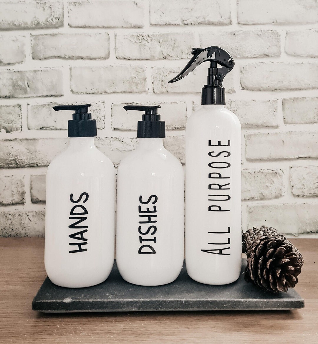 Kitchen Trio Set | 500ml, White //kitchen Bottles// Sink Bottles, Hand ...