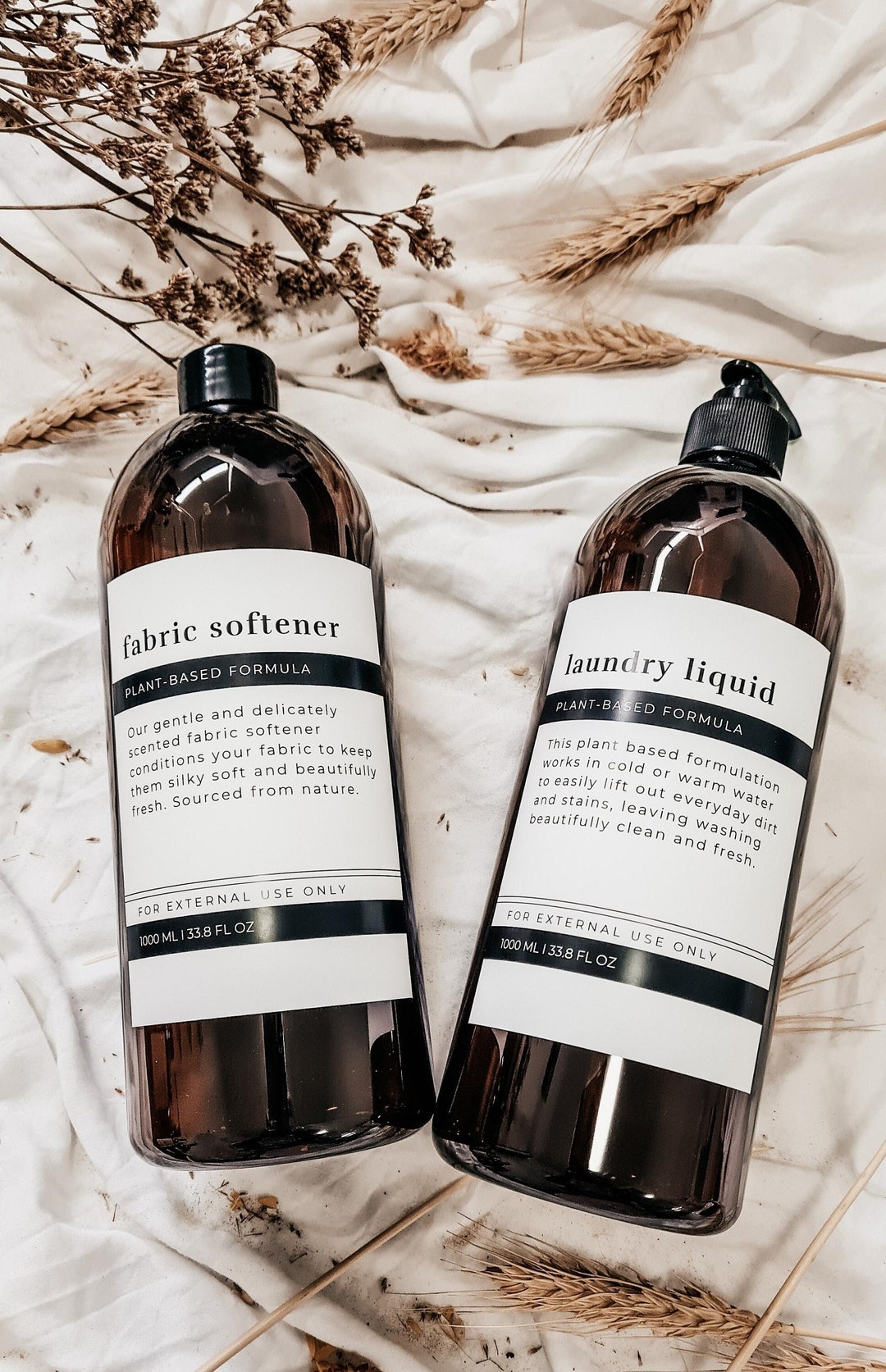 Modern Minimalist Laundry Bottles With Waterproof Label// Refillable 1L ...