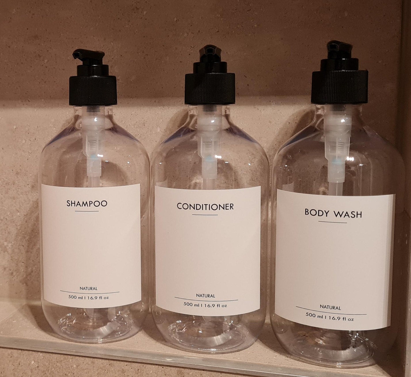 Minimalist Bathroom & Kitchen Bottles W/lotion Pump Dispenser// 500ml ...