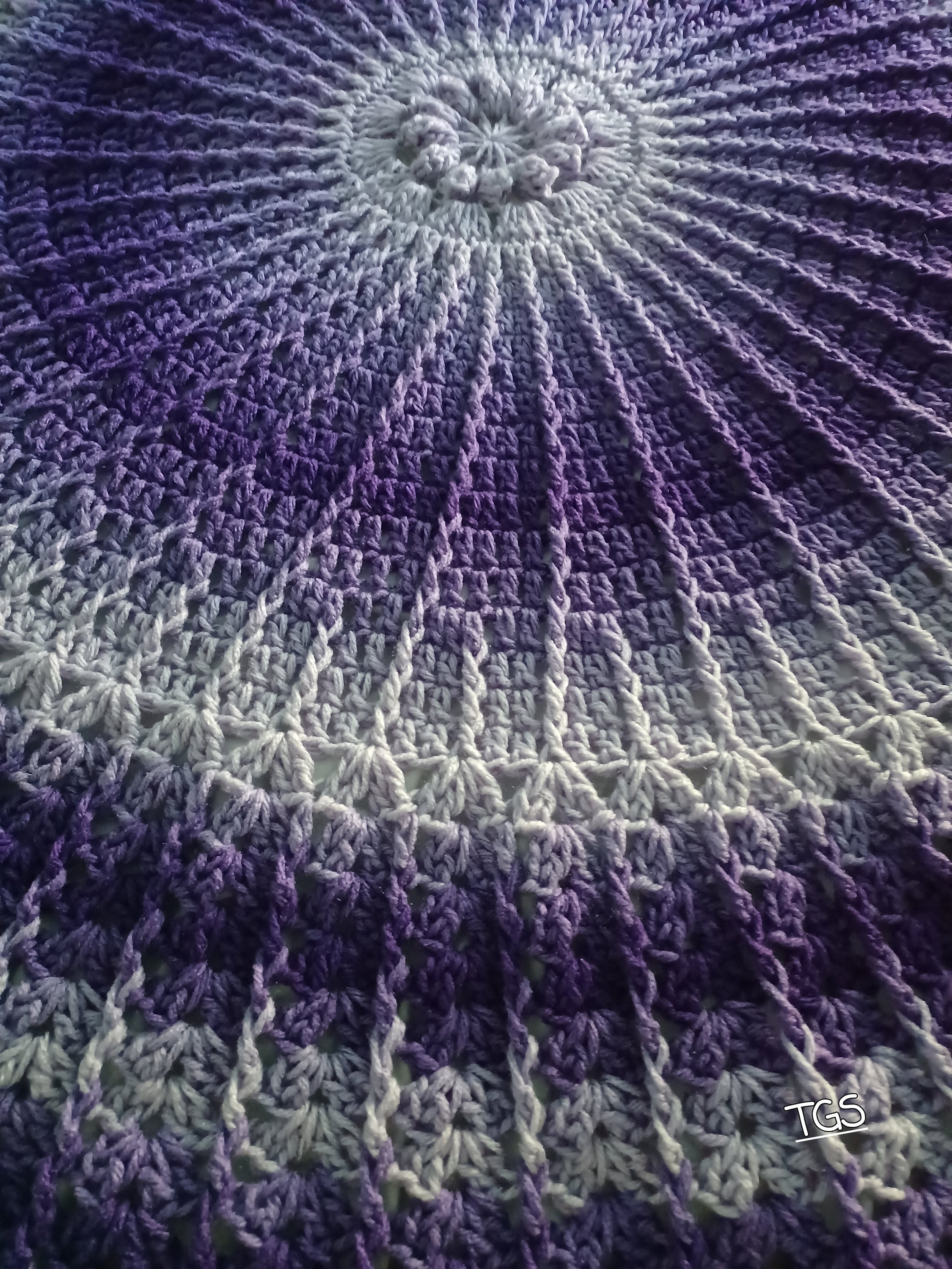 Crochet Blanket Pattern, Violet Ombre Gradient Throw, Modern Textured ...