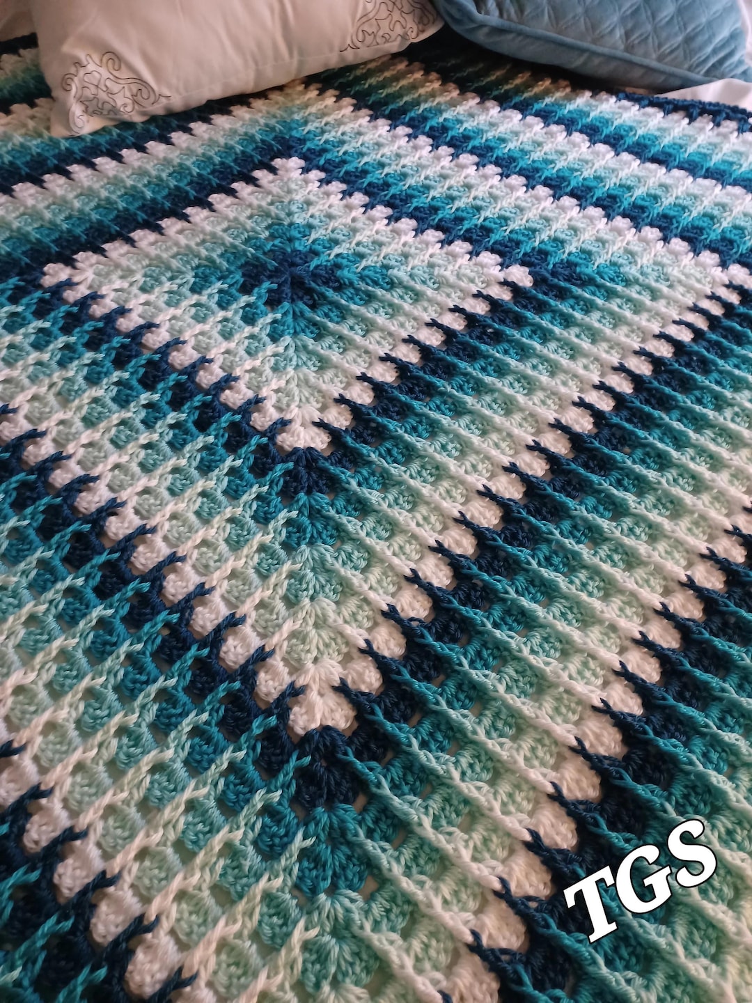 Crochet Blanket Pattern, Aqua Twisted Granny Throw PDF. - Etsy