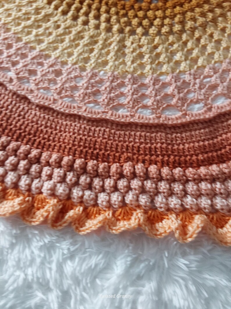 Crochet Blanket Pattern. Warm Solace Mandala Round. Easy Textured Ombre ...