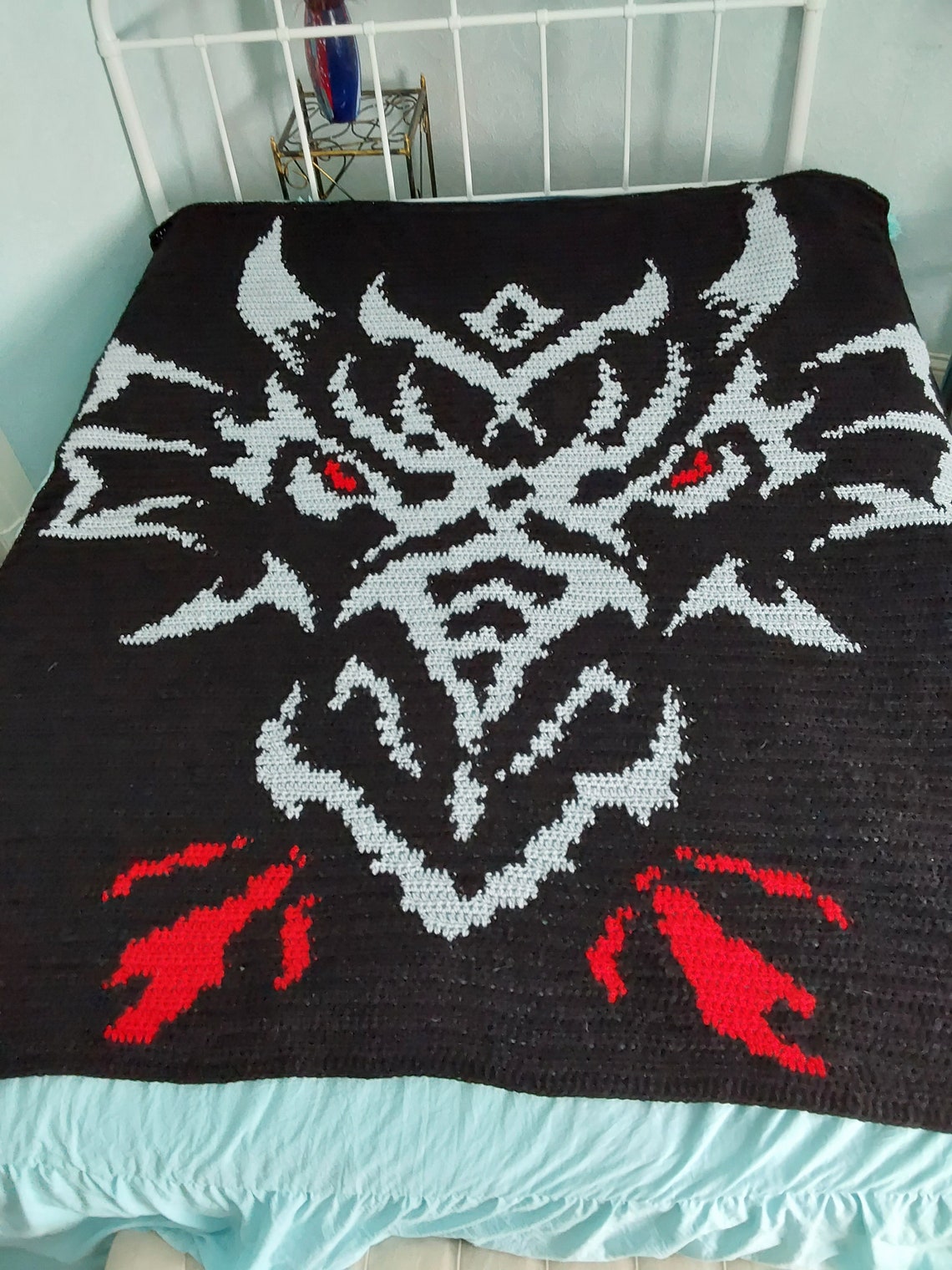 Dragon Face Blanket Written Pattern, Full Color DIY Pattern, Crochet ...