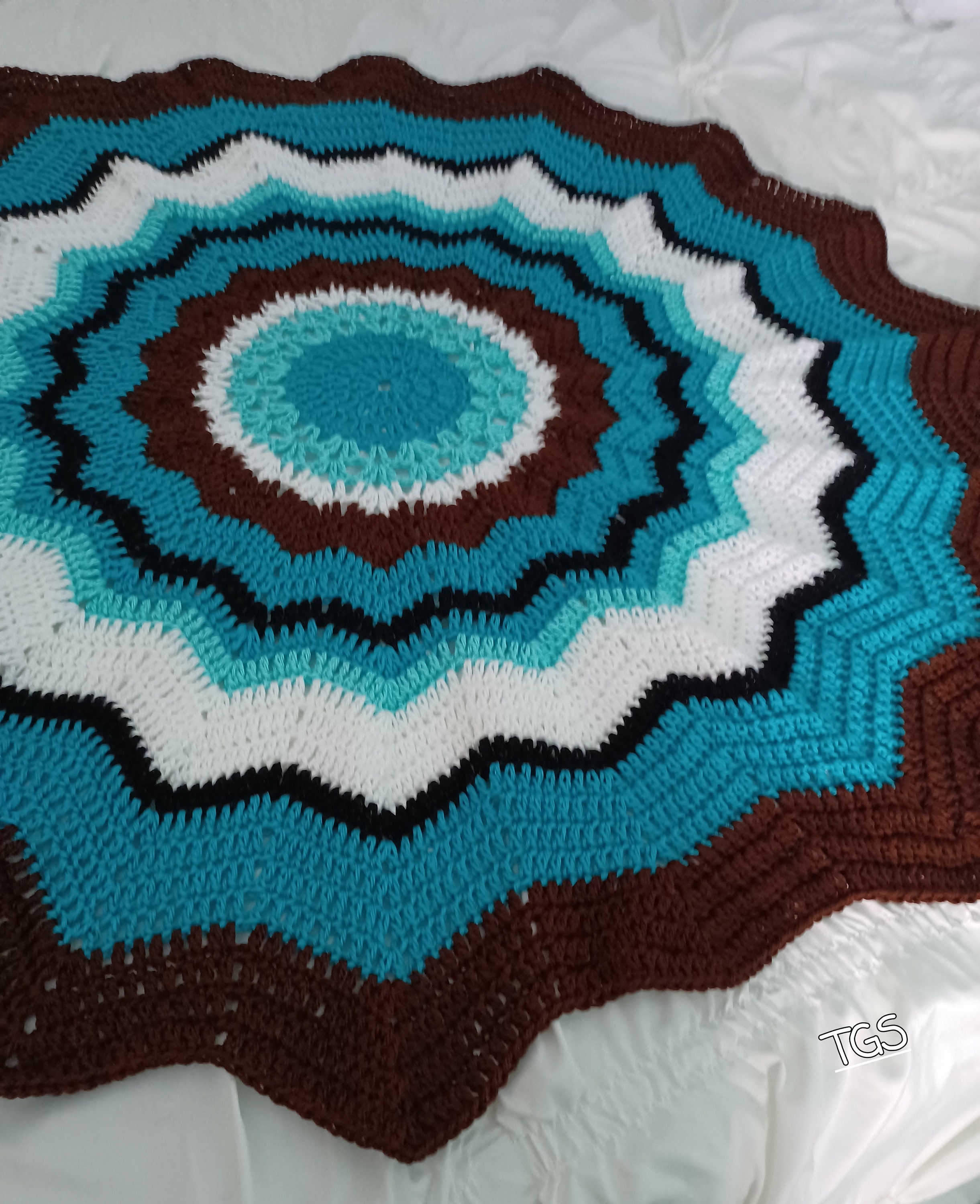 Blue Ripples Star Custom Crochet Blanket Gift, Handmade Christmas Gift ...