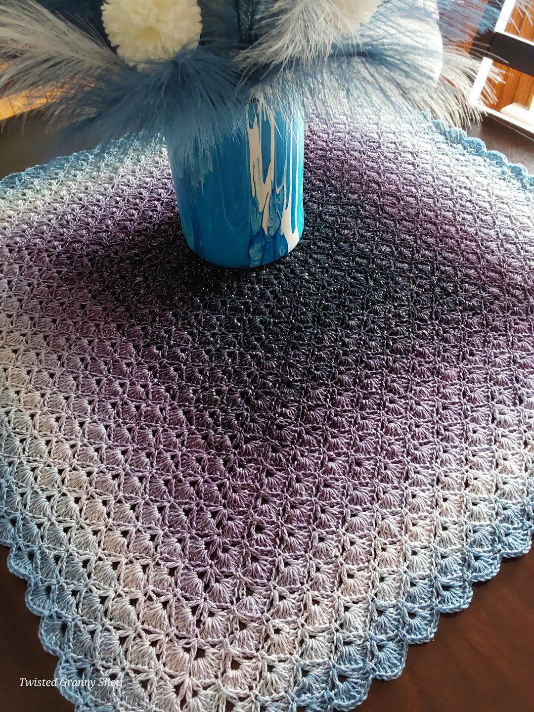 Purple Haze Shimmer Custom Made Crochet Table Mat/tablecloth/blanket ...