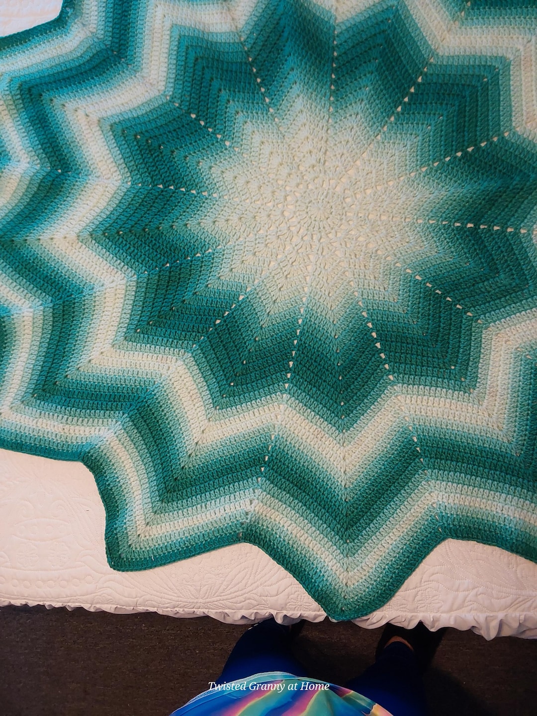 Aqua Ombre Star Blanket Crochet Pattern: Easy DIY Afghan (PDF Download ...