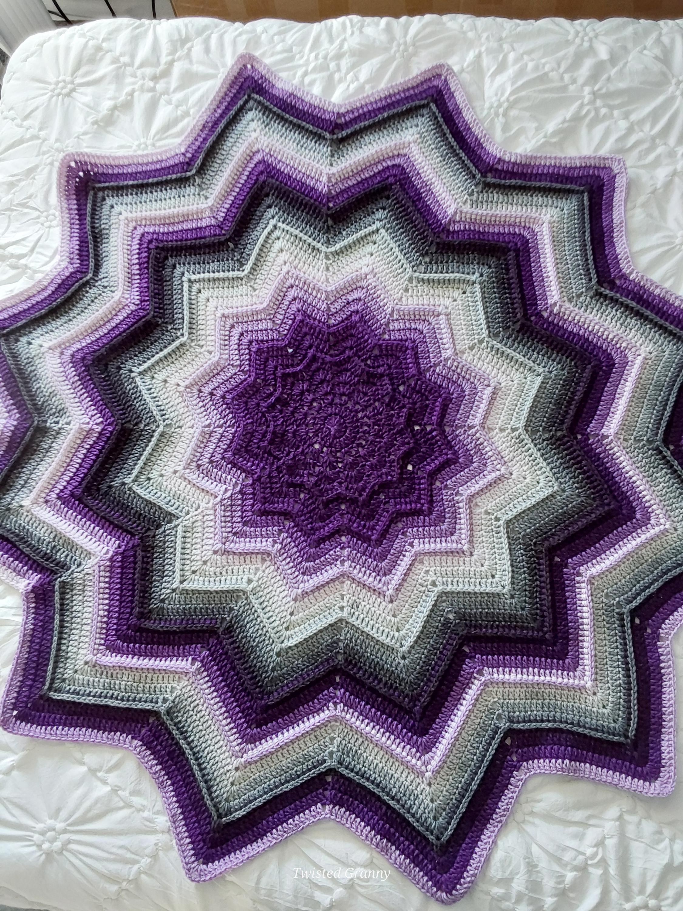Crochet Blanket Pattern, Purple Velvet Ombre Throw, Modern Textured ...