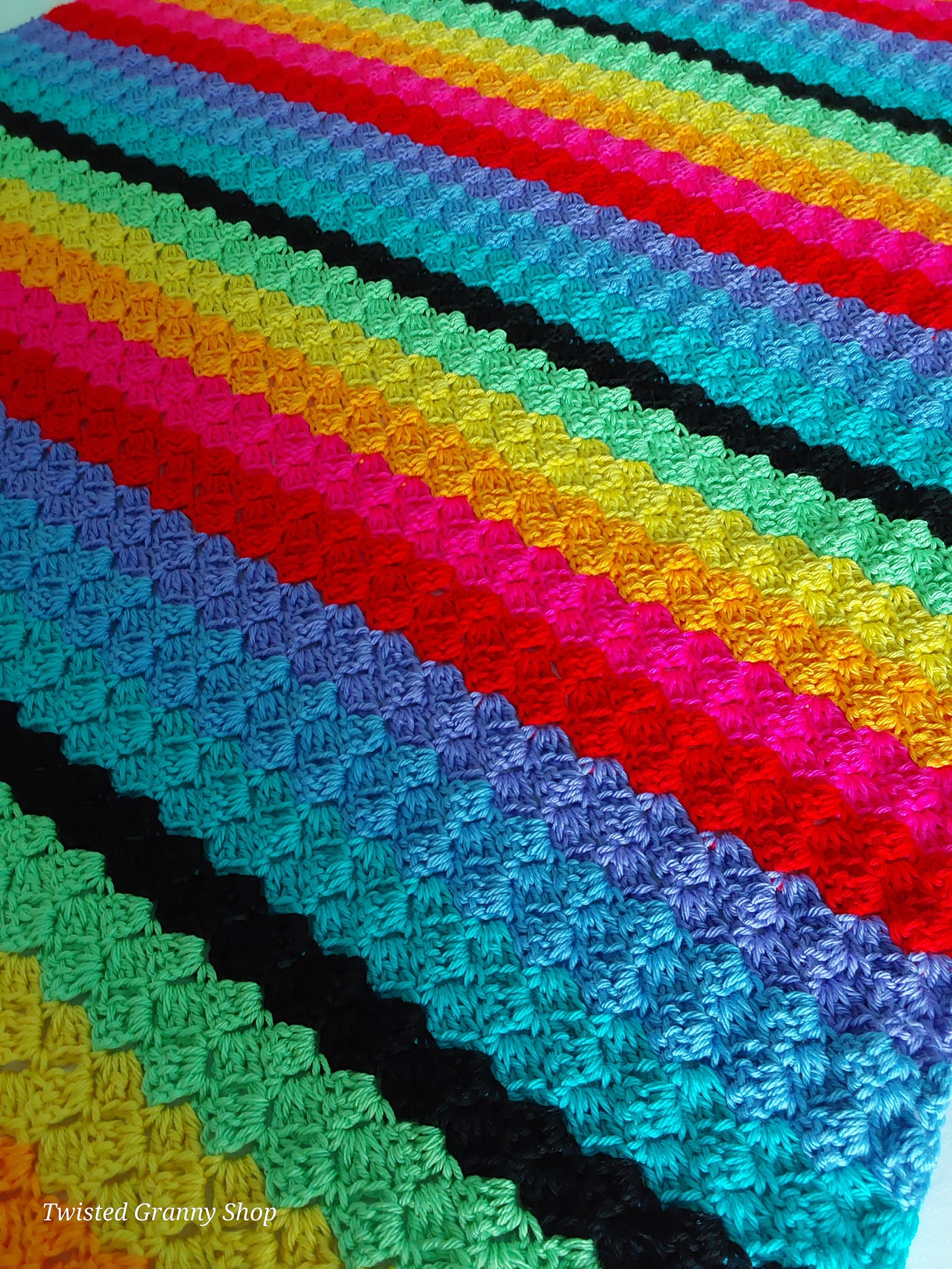 Neon Waves Custom Crochet Blanket Gift, Crochet Rainbow Throw Blanket ...