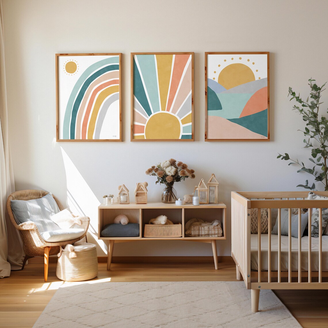 Pip+phee Sunny Days Rainbow Set of Prints - Teal/rust Colourway ...