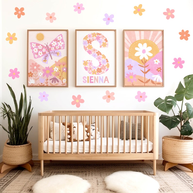 Pip+phee Butterfly Daisy Fields Name Set (bright) - Girls Room - Boho ...