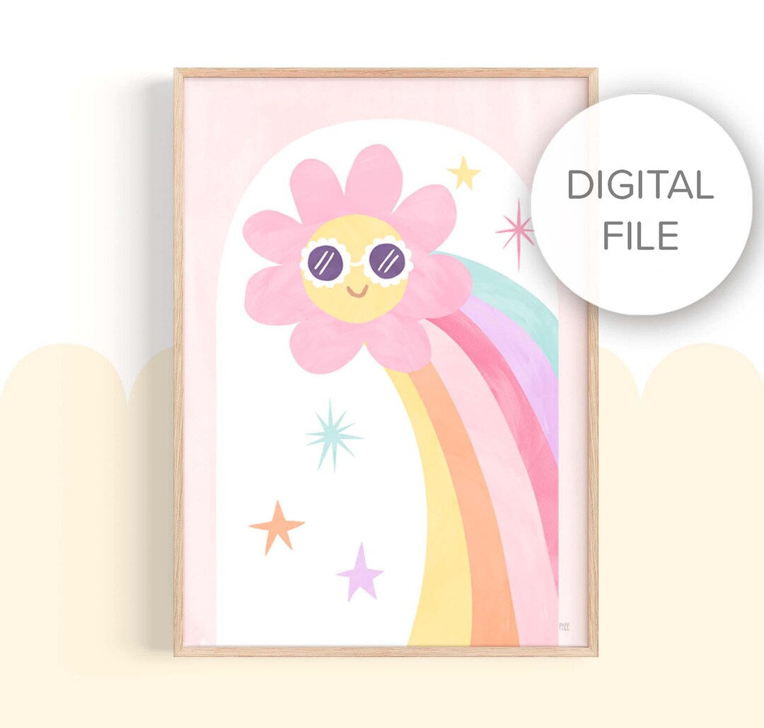DIGITAL FILE of Pip+phee Daisy Rainbow Print - Pastel - Printable Art ...