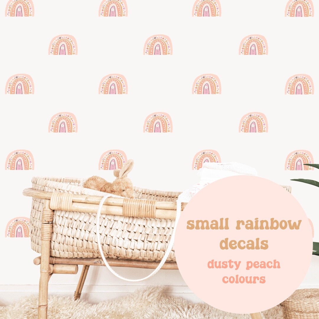 Pip+phee Daisy Rainbow Fabric Wall Decals - Small Size - Dusty Peach ...