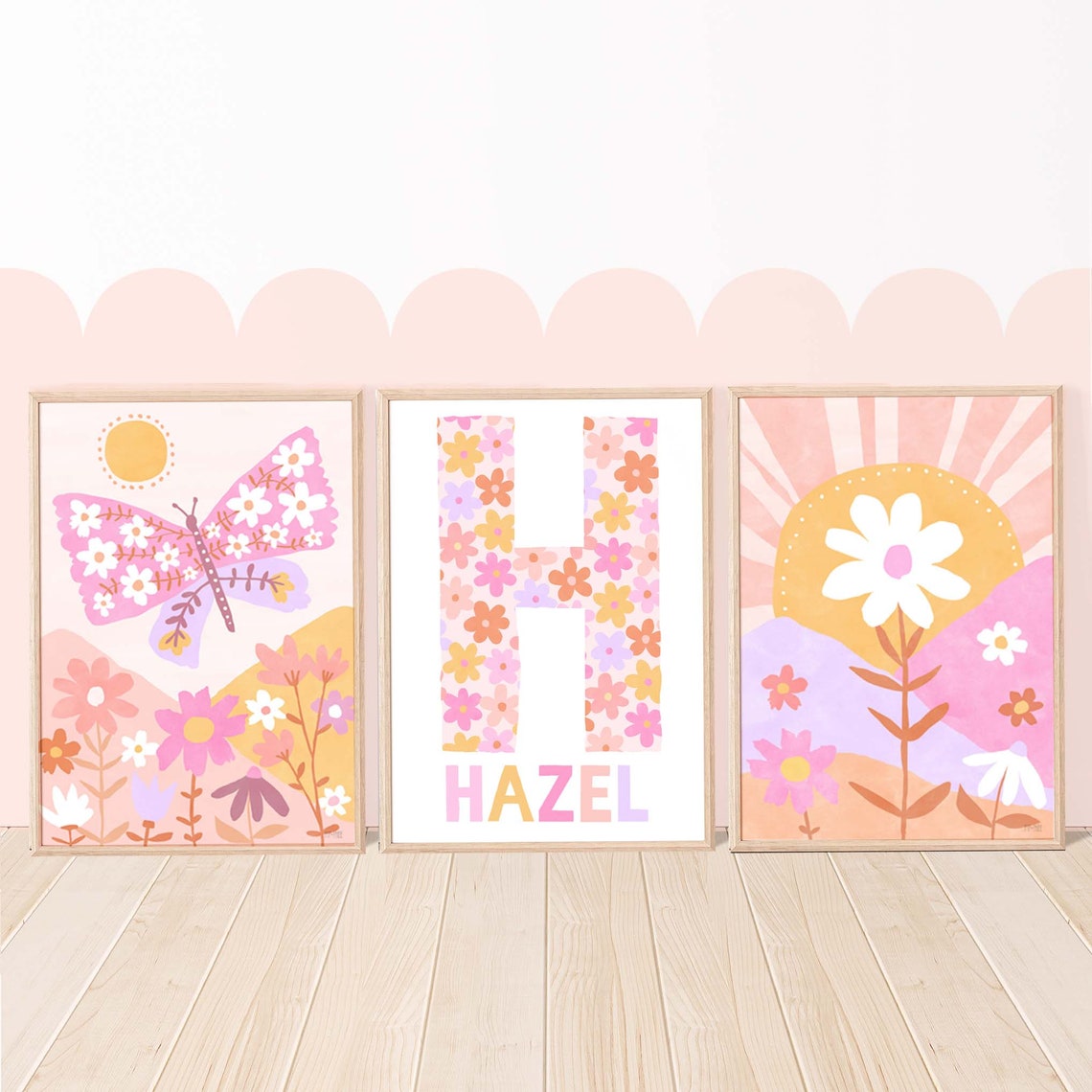 Pip+phee Butterfly Daisy Fields Name Set (bright) - Girls Room - Boho ...