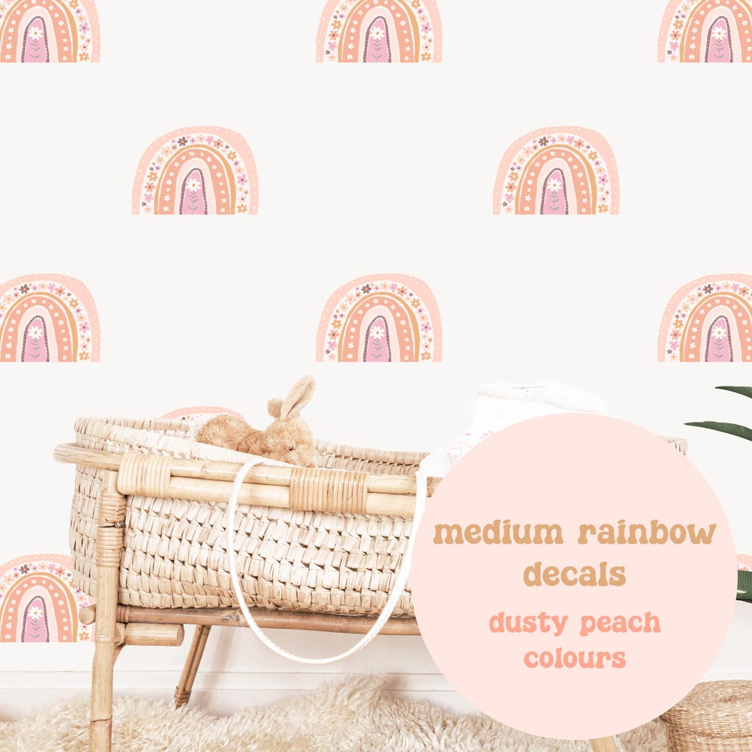 Pip+phee Daisy Rainbow Fabric Wall Decals - Medium Size - Dusty Peach ...