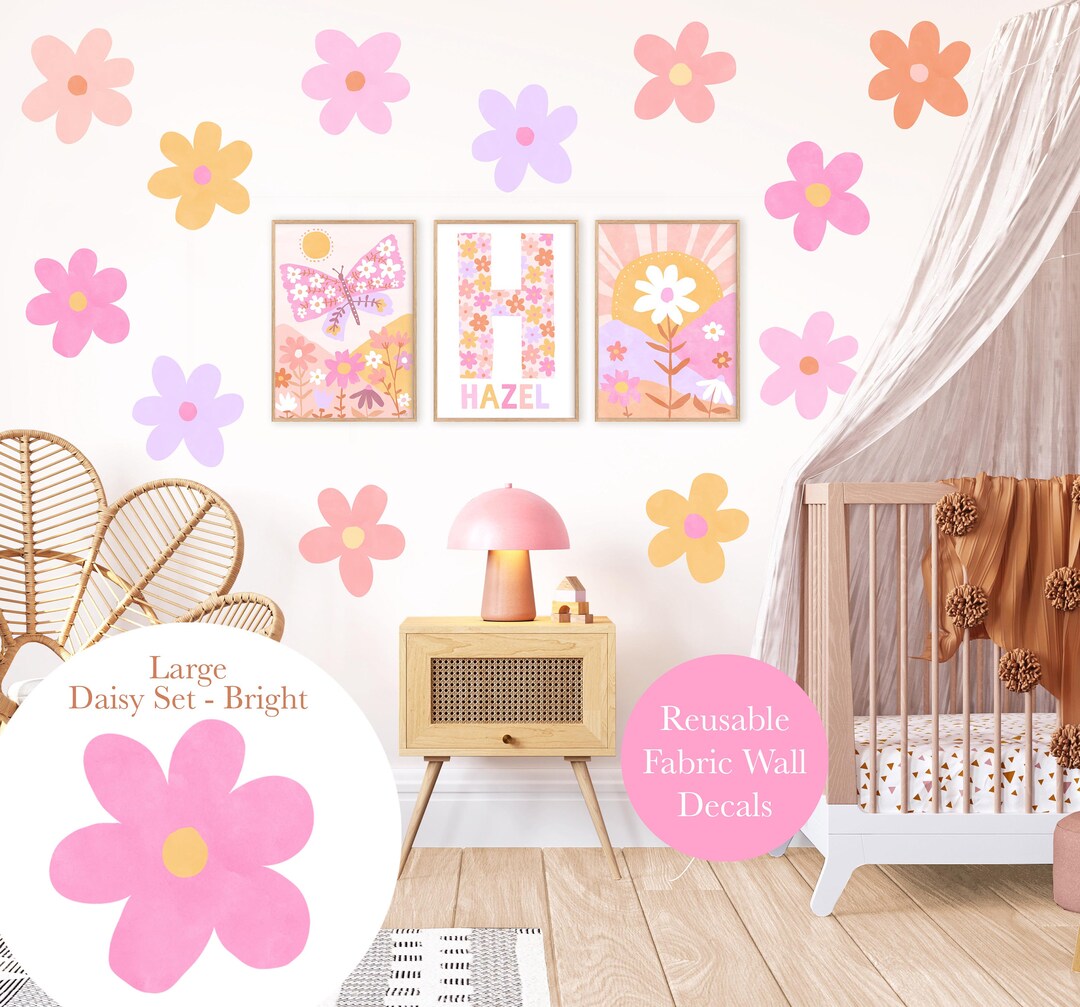 Pip+phee Daisy Fabric Wall Decals - Reusable - Large Size - Bright ...