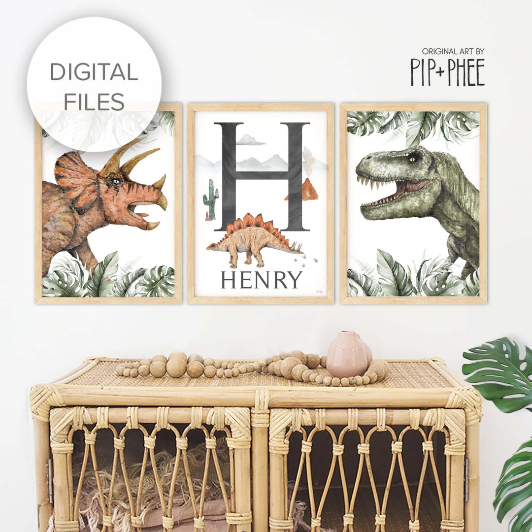 DIGITAL FILES X 3 - Pip+phee Personalised Jurassic Dinosaur Jungle Name ...