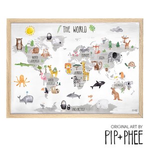 Digital File of Pip+phee World Map With Animals Printable - Baby ...