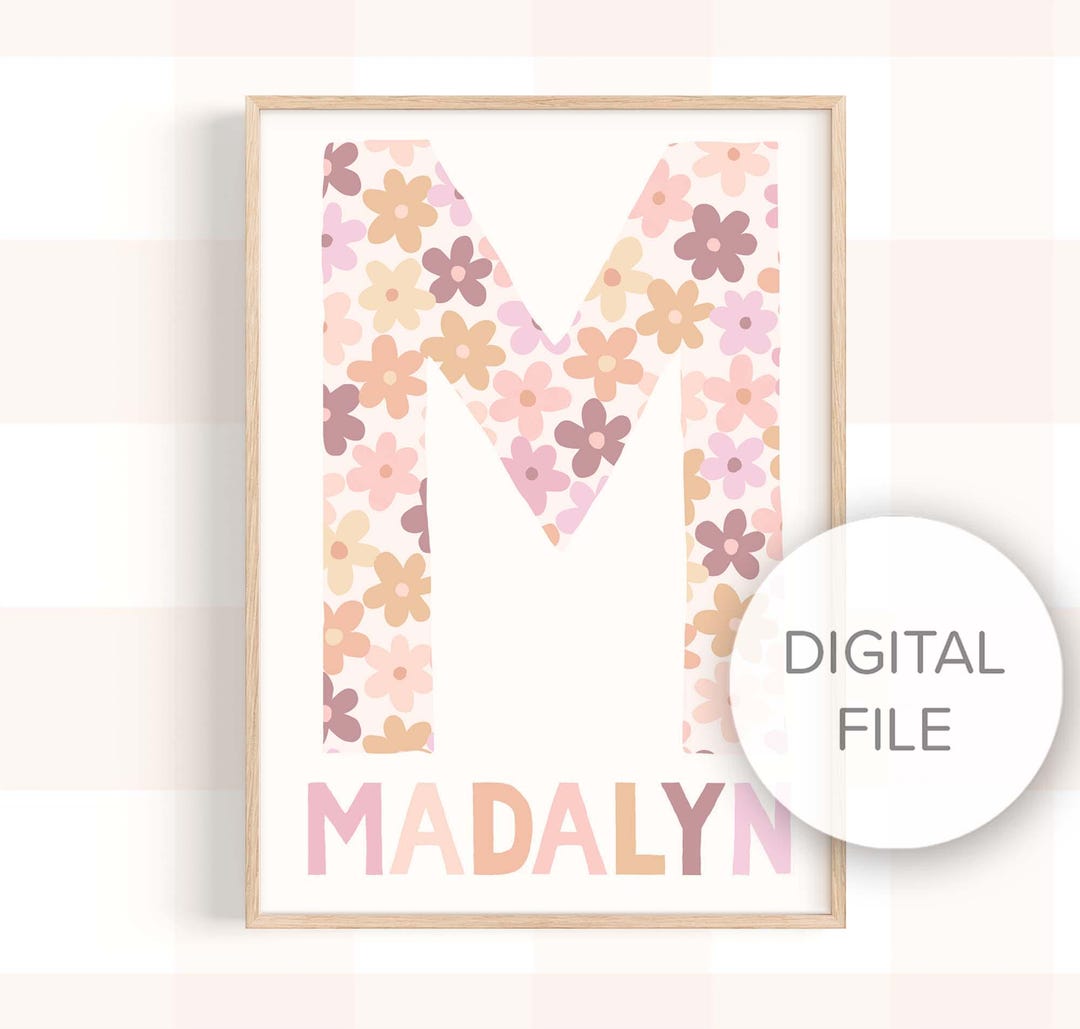 DIGITAL FILE - Pip+phee Daisy Name Personalised Print - Dusty Peach - 1 ...