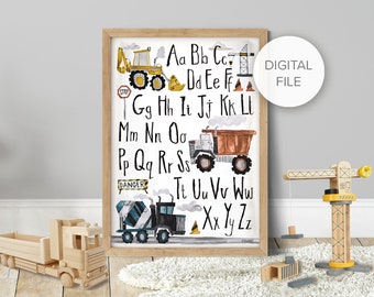 Construction Truck Alphabet Numbers 3 Print Set With Custom - Etsy