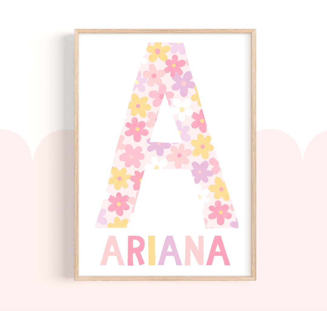 Pip+phee Personalised Daisy Letter & Name Wall Print - Pastel - Girls ...