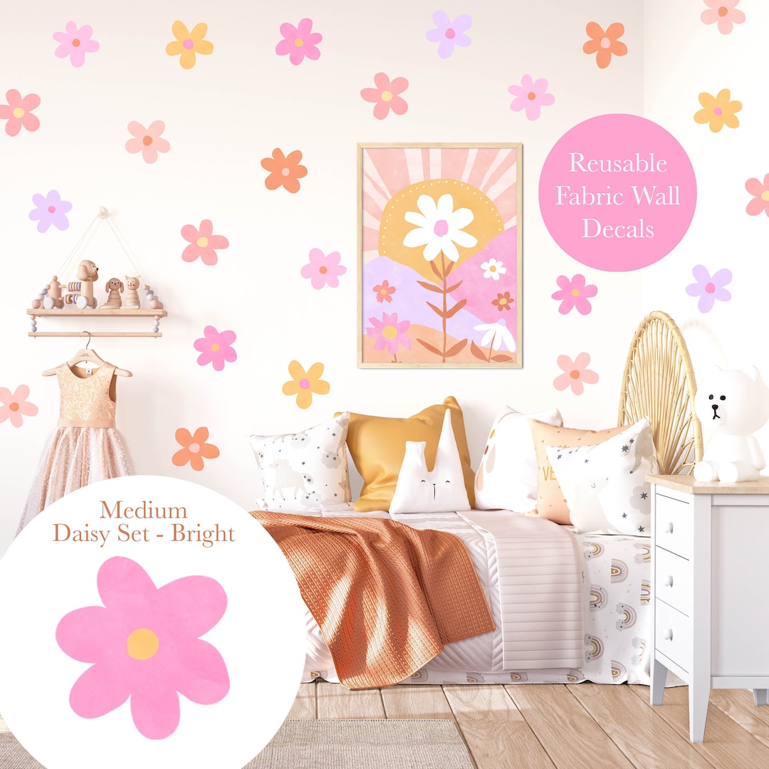 Pip+phee Daisy Fabric Wall Decals - Reusable - Medium Size - Bright ...