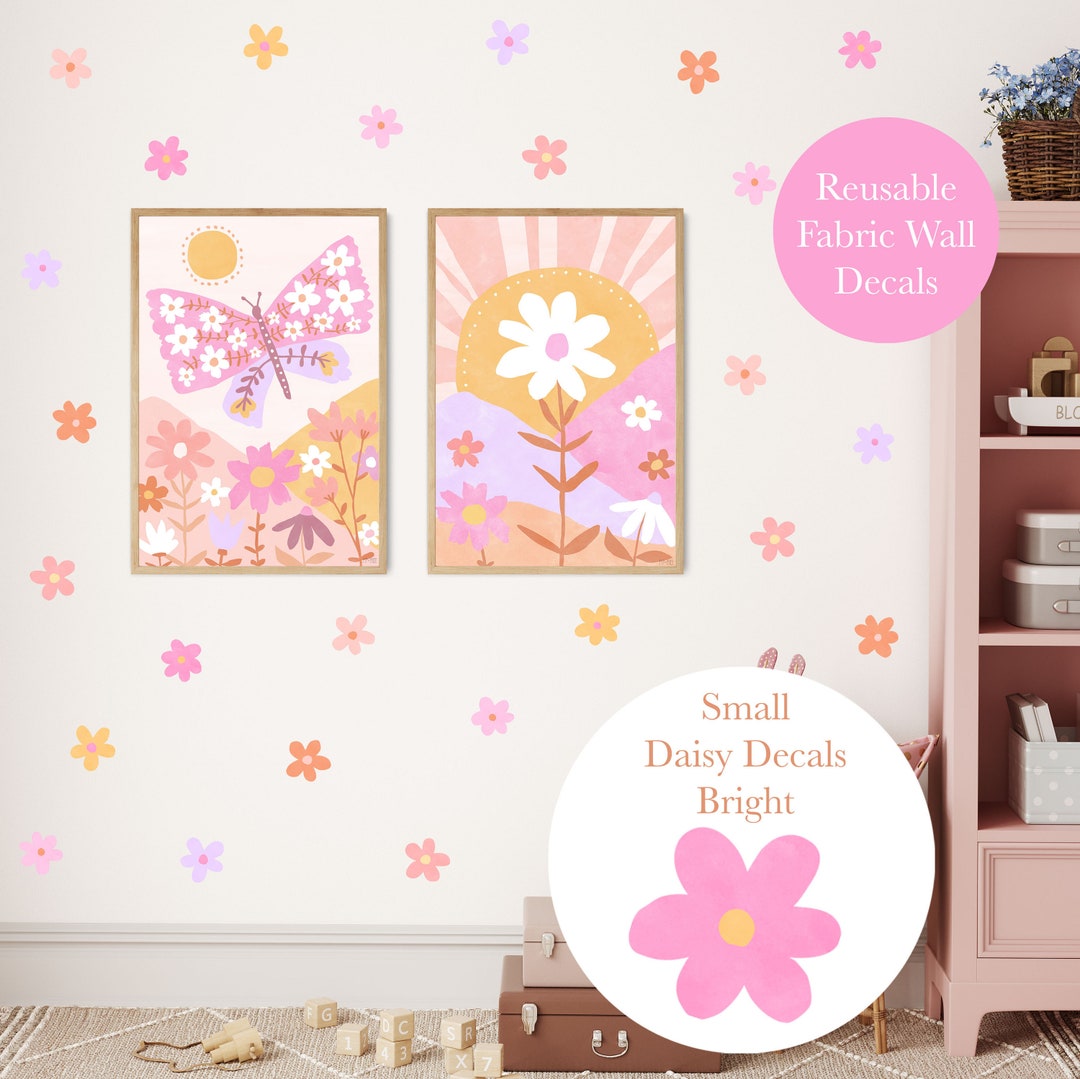 Pip+phee Daisy Fabric Wall Decals - Reusable - Small Size - Bright ...