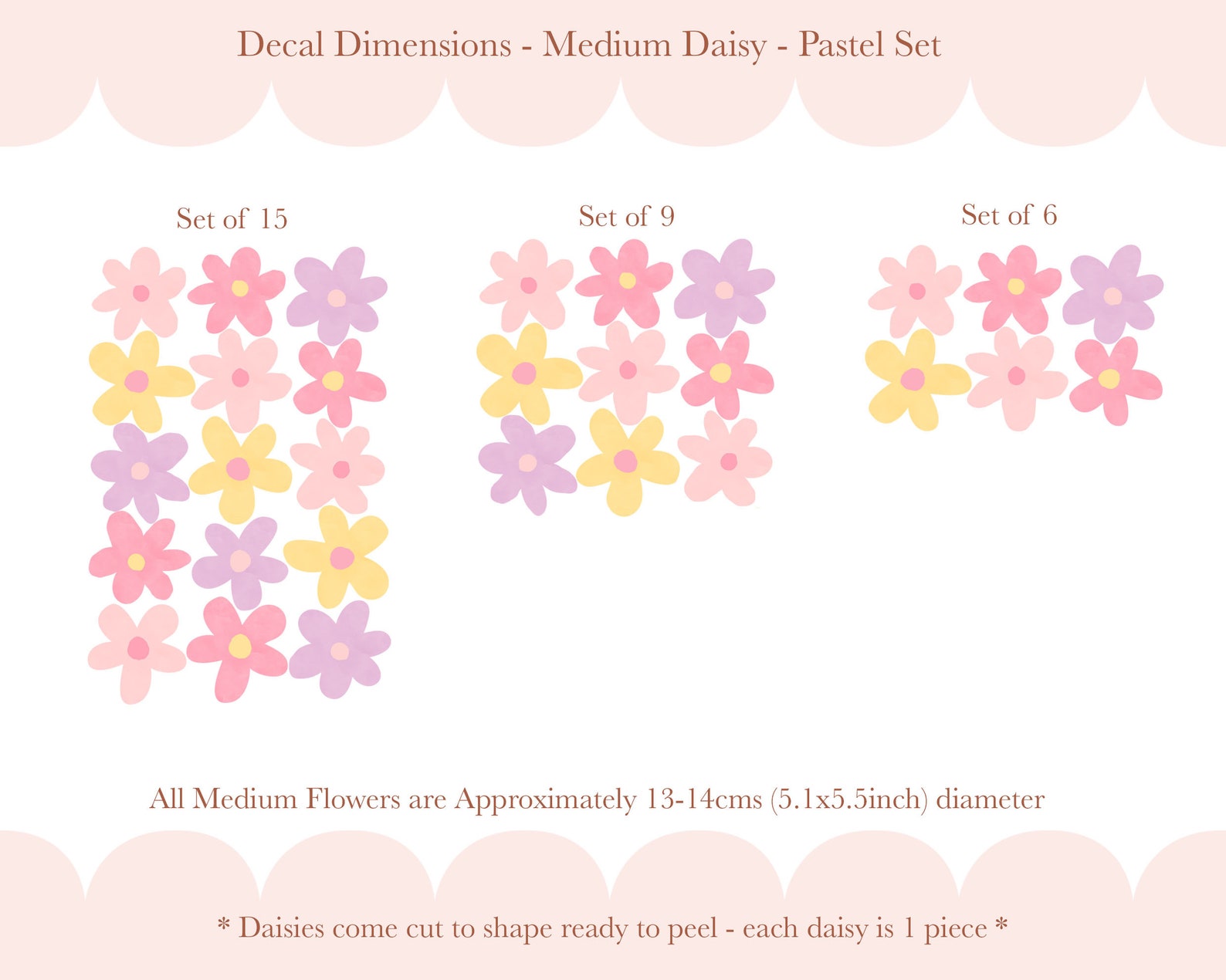 Pip+phee Daisy Fabric Wall Decals - Reusable - Medium Size - Pastel ...