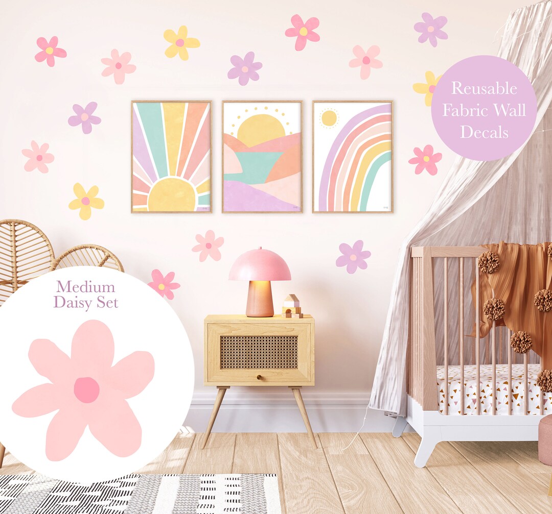 Pip+phee Daisy Fabric Wall Decals - Reusable - Medium Size - Pastel ...