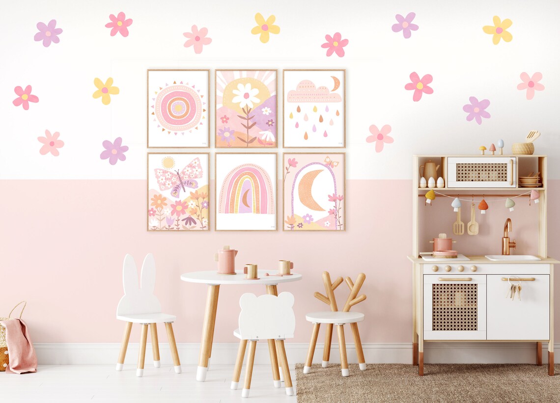 Pip+phee Daisy Fabric Wall Decals - Reusable - Medium Size - Pastel ...
