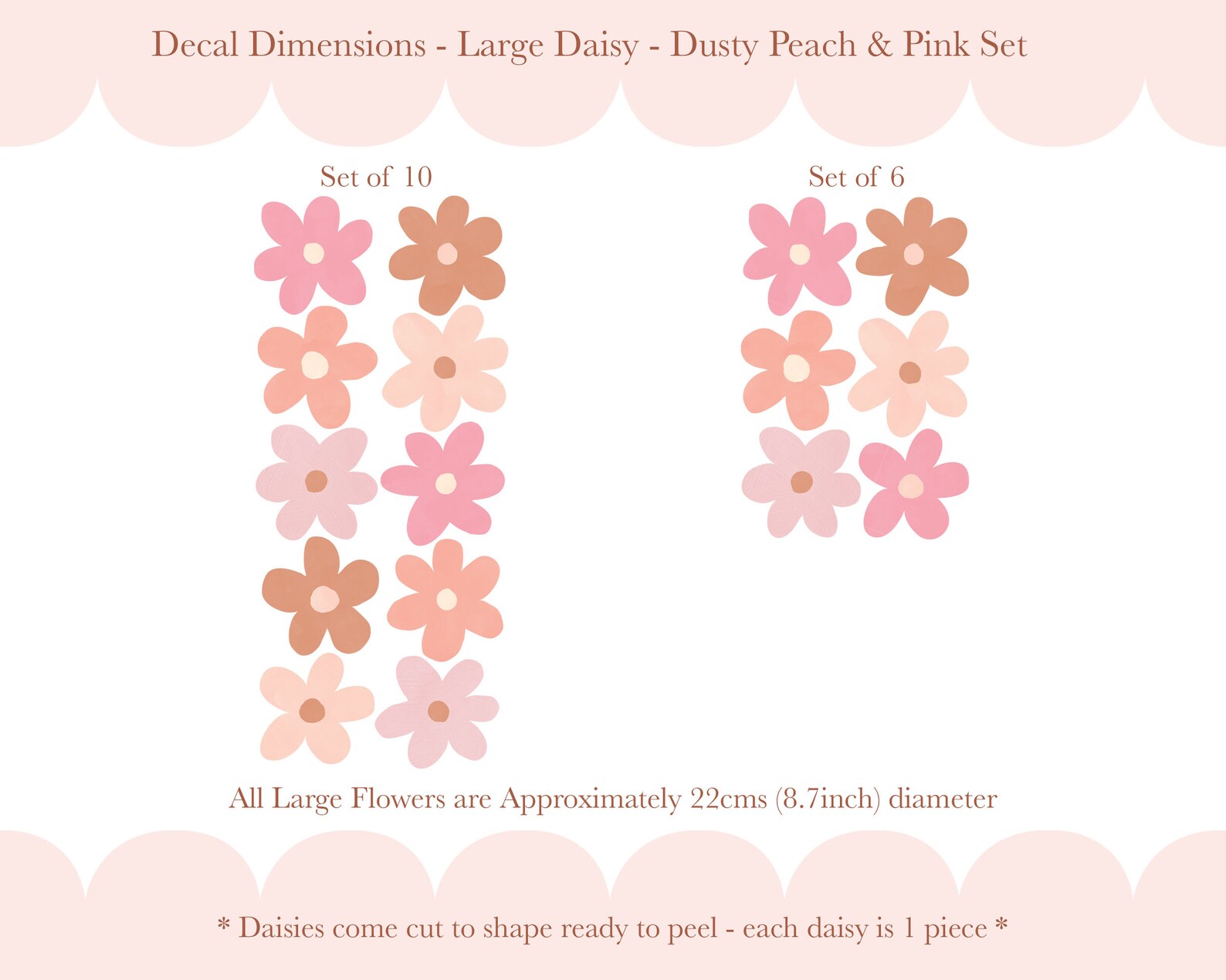 Pip+phee Daisy Fabric Wall Decals - Reusable - Large Size - Dusty Pink ...
