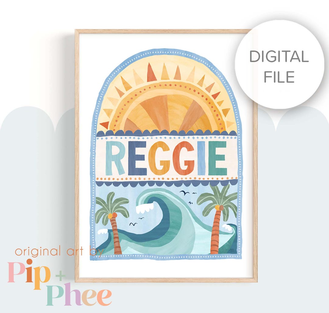 DIGITAL FILE - Pip+phee Going Coconuts Surf Name Personalised Print - 1 ...