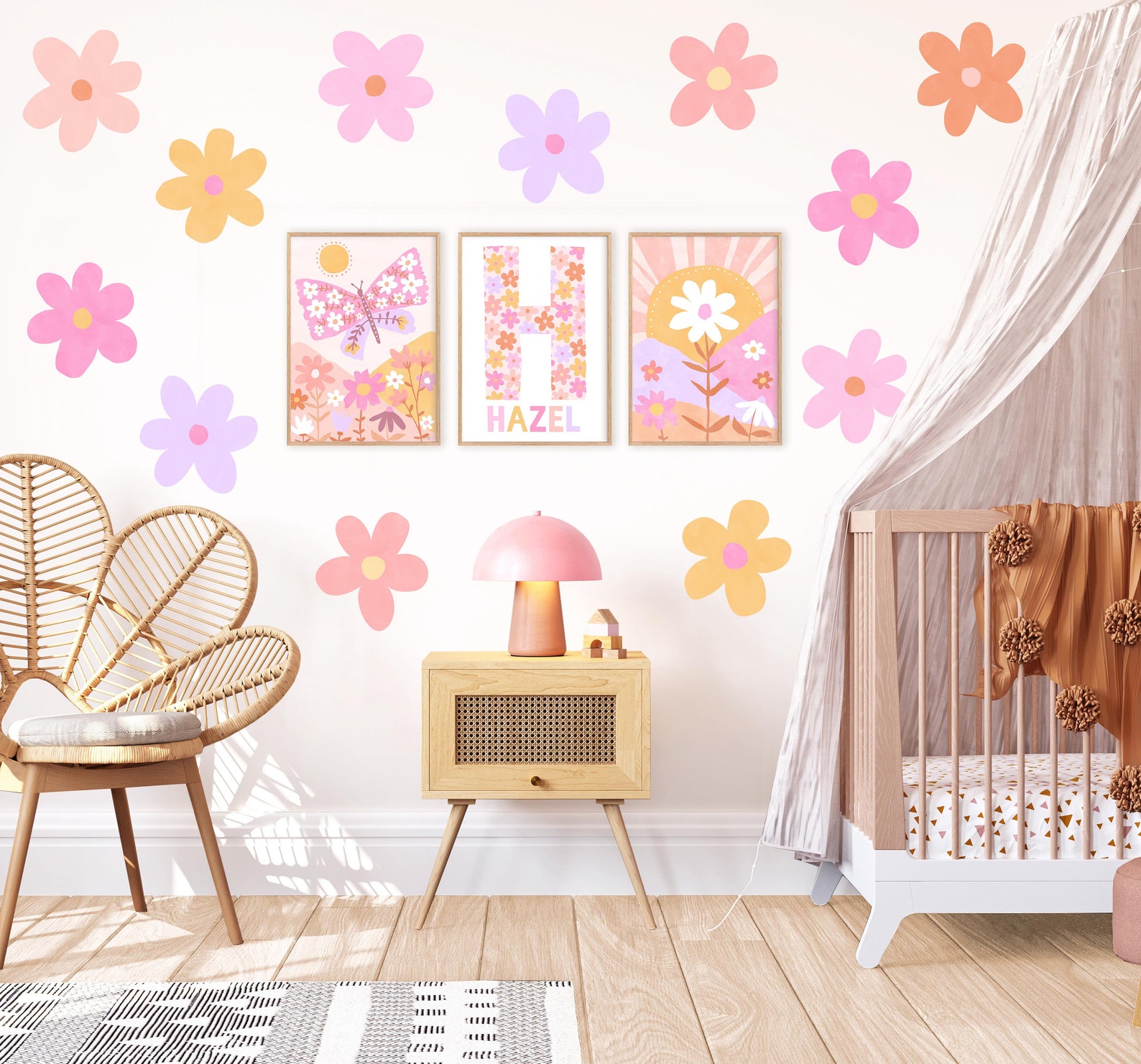 Pip+phee Butterfly Daisy Fields Name Set (bright) - Girls Room - Boho ...