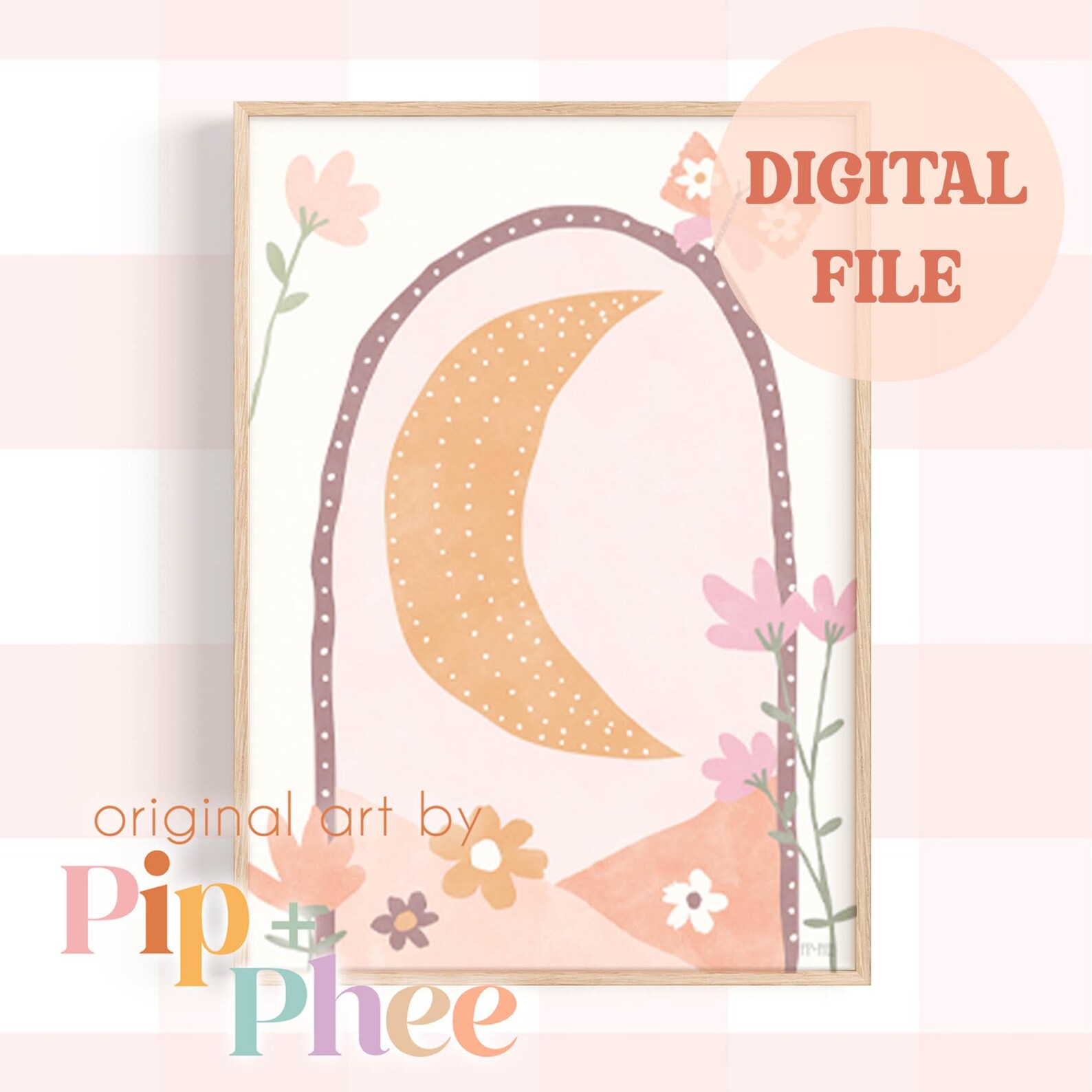 DIGITAL FILES - Pip+phee Butterfly Daisy Fields - Peach - Set of Prints ...