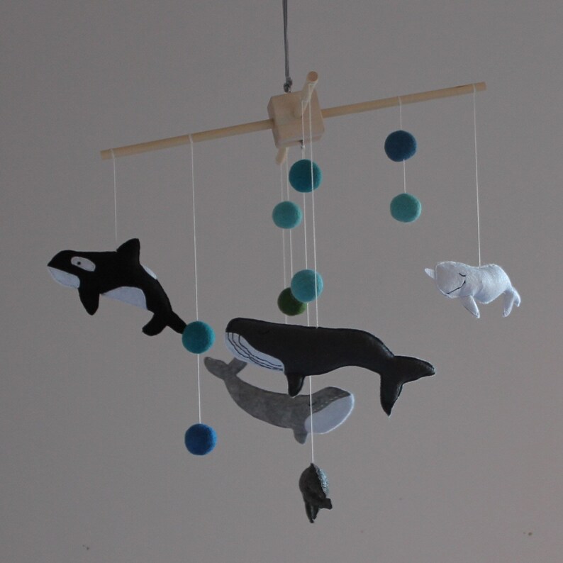 Whale Mobile 5 Gorgeous Felt Whales Hung by a Lovely Wooden - Etsy ...