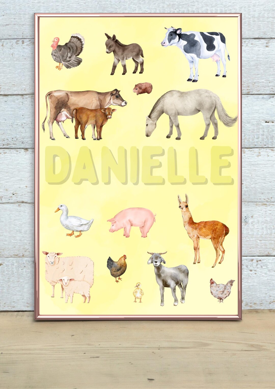 Personalized Farm Animals Nursery Poster | Watercolor Kids Name Print ...