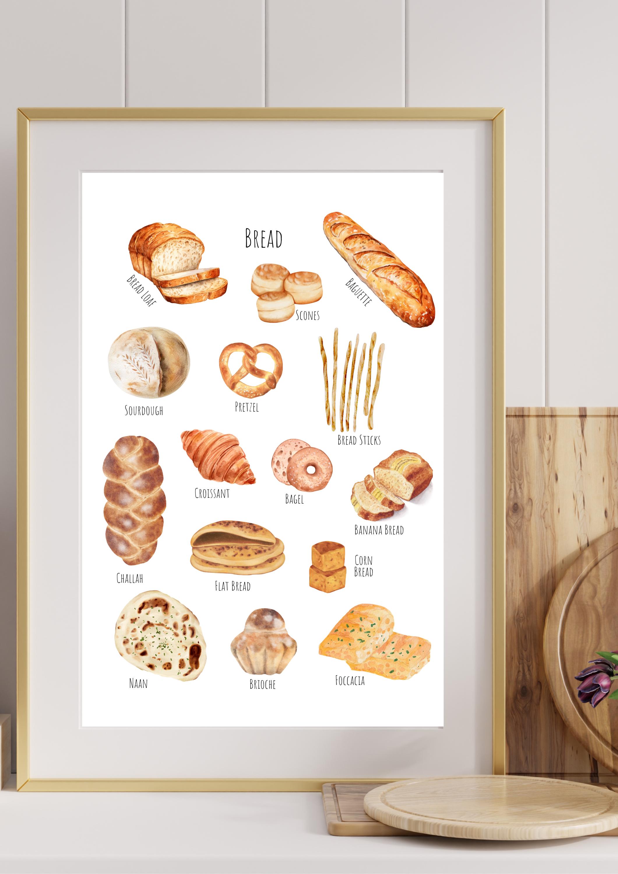 Bread Poster: Illustrated Baking Art Print (digital Download) - Etsy