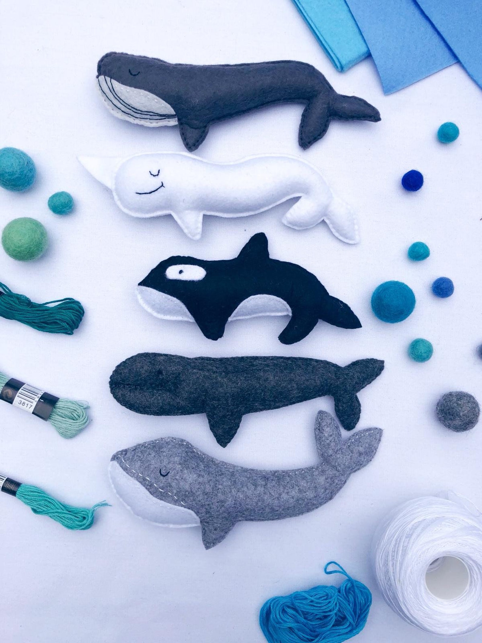 Whale Mobile 5 Gorgeous Felt Whales Hung by a Lovely Wooden - Etsy