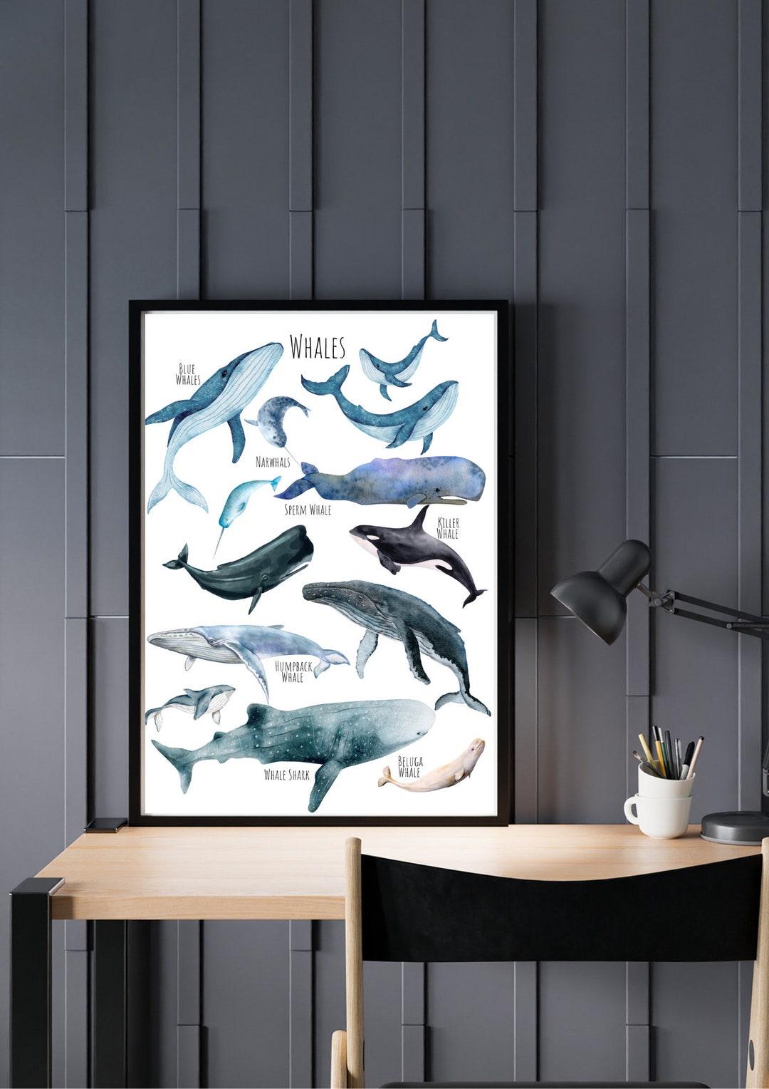 Whales, A3 Poster - a Beautiful Selection of Gorgeous + Unique Whales ...