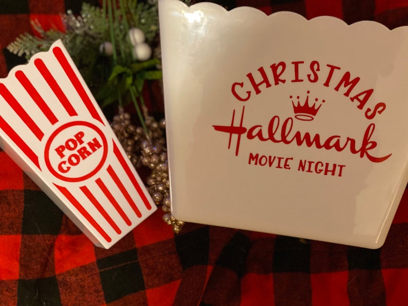Personalized Popcorn Tub Christmas Movie Night - Etsy