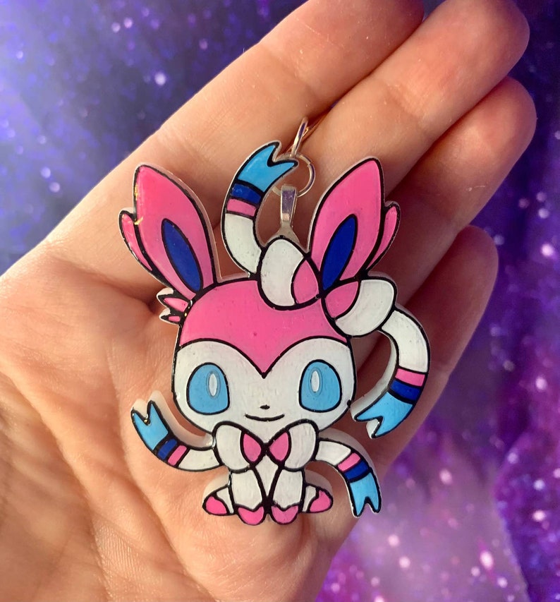 Sylveon Bag Charm, Pocket Monsters, Eeveelution, Sylveon Keychain ...