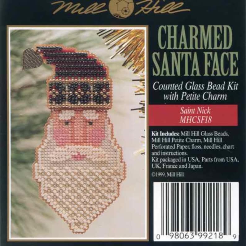 Mill Hill Charmed Ornament Santa Faces Beaded Cross Stitch Kit ~ Saint ...
