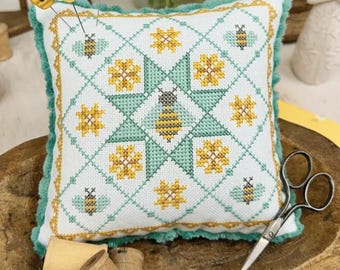 Counted Cross Stitch Pattern, Kind Words, Spring Summer Decor, Beehive ...