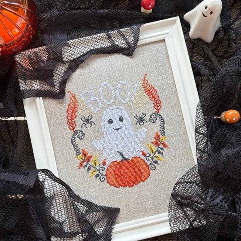 Boo Ghost Counted Cross Stitch Pattern Leaflet by Love Poppet - Printed ...